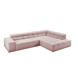 KAWOLA ECKSOFA MIT MOTORISCHEM SITZVORZUG NEVADA Pink Cord Relaxfunktion