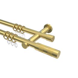 GARDINENSTANGE Platon Mavell 240 cm (geteilt in 2 x 120 cm), 2-l&auml;ufig, 20 mm &Oslash; Messing-Optik