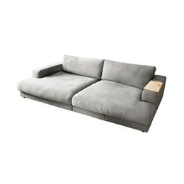 KAWOLA BIG SOFA MIT TABLETT MADELINE Silber Webstoff