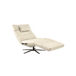 KAWOLA RELAXLIEGE LETICIA Wei&szlig; Leder Drehbar (360&deg;), Relaxfunktion
