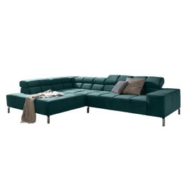 KAWOLA ECKSOFA MIT MOTORISCHEM SITZVORZUG NELSON Smaragdgr&uuml;n Velvet Relaxfunktion