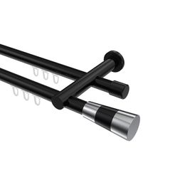 GARDINENSTANGE INNENLAUF Platon Tanara 520 cm (geteilt in 4 x 130 cm), 2-l&auml;ufig, 20 mm &Oslash; Schwarz
