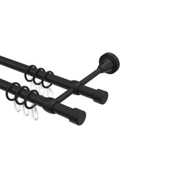 GARDINENSTANGE Primus Lucan 280 cm (geteilt in 2 x 140 cm), 2-l&auml;ufig, 16 mm &Oslash; Schwarz