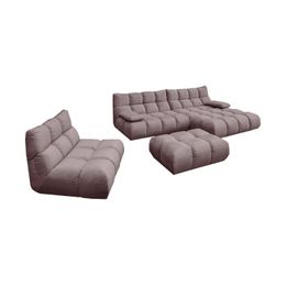 KAWOLA SITZGRUPPE VIVIEN 3ER SET Grau Velvet (1er-Set)