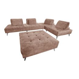 KAWOLA MODULSOFA MIT HOCKER WIOLO Taupe Velvet