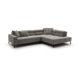 KAWOLA ECKSOFA MIT MOTORISCHEM SITZVORZUG OHIO Grau Cord Relaxfunktion