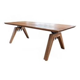 KAWOLA ESSTISCH MIT SCHWEIZER KANTE WOODY Braun Akazie