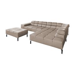 KAWOLA ECKSOFA NELSON Grau Leder Relaxfunktion