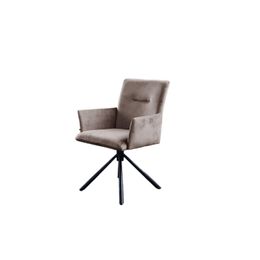 KAWOLA ESSZIMMERSTUHL KYRA Taupe Velvet Drehbar (360&deg;) (1er-Set)