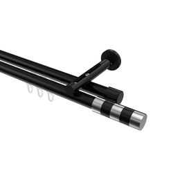 GARDINENSTANGE INNENLAUF Siteno Mavell 420 cm (geteilt in 3 x 140 cm), 2-l&auml;ufig, 20 mm &Oslash; Schwarz
