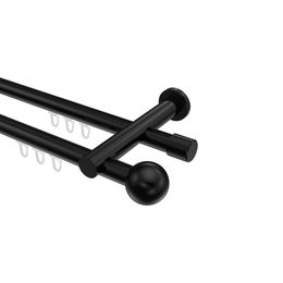 GARDINENSTANGE INNENLAUF Platon Luino 600 cm (geteilt in 3 x 200 cm), 2-l&auml;ufig, 20 mm &Oslash; Schwarz