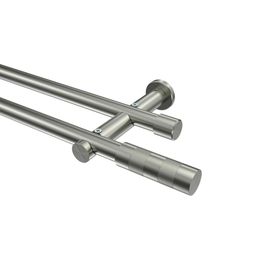 GARDINENSTANGE Platon Mavell 320 cm (geteilt in 2 x 160 cm), 2-l&auml;ufig (ohne Ringe), 20 mm &Oslash; Edelstahl-Optik