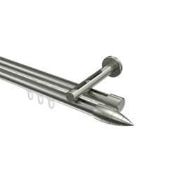 GARDINENSTANGE INNENLAUF Siteno Samanto 300 cm (geteilt in 3 x 100 cm), 2-l&auml;ufig, 20 mm &Oslash; Edelstahl-Optik
