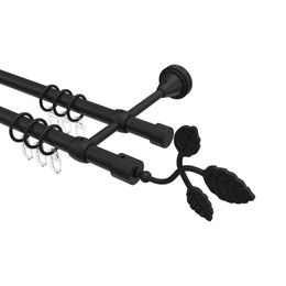 GARDINENSTANGE Primus Alessia 280 cm (geteilt in 2 x 140 cm), 2-l&auml;ufig, 16 mm &Oslash; Schwarz