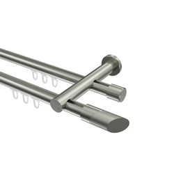 GARDINENSTANGE INNENLAUF Platon Verano 180 cm, 2-l&auml;ufig, 20 mm &Oslash; Edelstahl-Optik