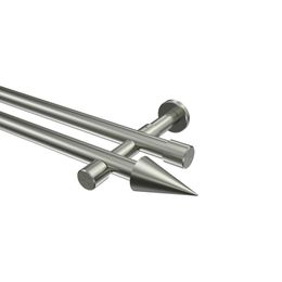 GARDINENSTANGE Prestige Savio 480 cm (geteilt in 3 x 160 cm), 2-l&auml;ufig (ohne Ringe), 20 mm &Oslash; Edelstahl-Optik