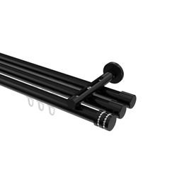 GARDINENSTANGE INNENLAUF Siteno Estana 420 cm (geteilt in 3 x 140 cm), 3-l&auml;ufig, 20 mm &Oslash; Schwarz