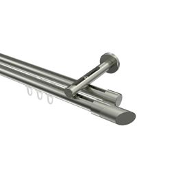 GARDINENSTANGE INNENLAUF Siteno Verano 300 cm (geteilt in 3 x 100 cm), 2-l&auml;ufig, 20 mm &Oslash; Edelstahl-Optik