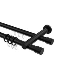 GARDINENSTANGE RUNDROHR-INNENLAUF Platon Santo 520 cm (geteilt in 4 x 130 cm), 2-l&auml;ufig, 20 mm &Oslash; Schwarz