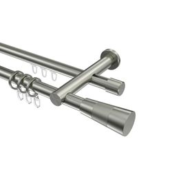 GARDINENSTANGE RUNDROHR-INNENLAUF Platon Tanara 160 cm, 2-l&auml;ufig, 20 mm &Oslash; Edelstahl-Optik