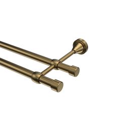 GARDINENSTANGE Primus Lucan 360 cm (geteilt in 2 x 180 cm), 2-l&auml;ufig (ohne Ringe), 16 mm &Oslash; Messing Antik