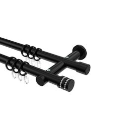 GARDINENSTANGE Platon Estana 240 cm (geteilt in 2 x 120 cm), 2-l&auml;ufig, 20 mm &Oslash; Schwarz