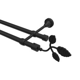 GARDINENSTANGE Primus Alessia 400 cm (geteilt in 2 x 200 cm), 2-l&auml;ufig (ohne Ringe), 16 mm &Oslash; Schwarz