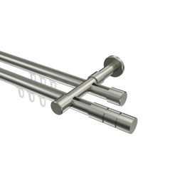 GARDINENSTANGE INNENLAUF Prestige Elanto 600 cm (geteilt in 3 x 200 cm), 2-l&auml;ufig, 20 mm &Oslash; Edelstahl-Optik
