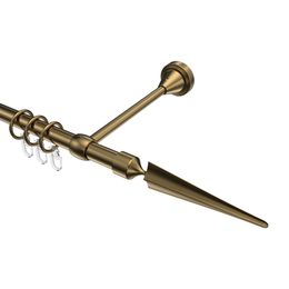 GARDINENSTANGE Primus Lorenzo 480 cm (geteilt in 3 x 160 cm), 1-l&auml;ufig, 16 mm &Oslash; Messing Antik