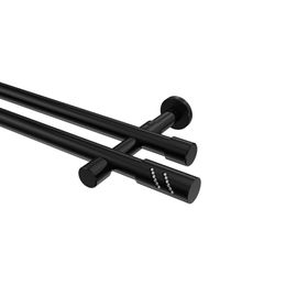 GARDINENSTANGE Prestige Zoena 480 cm (geteilt in 3 x 160 cm), 2-l&auml;ufig (ohne Ringe), 20 mm &Oslash; Schwarz