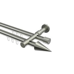 GARDINENSTANGE INNENLAUF Prestige Savio 140 cm, 2-l&auml;ufig, 20 mm &Oslash; Edelstahl-Optik