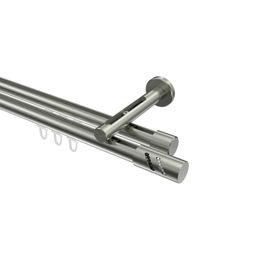 GARDINENSTANGE INNENLAUF Siteno Zoena 180 cm, 2-l&auml;ufig, 20 mm &Oslash; Edelstahl-Optik
