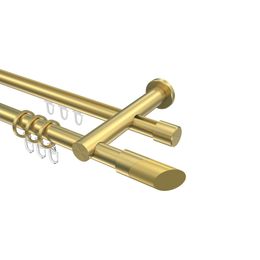 GARDINENSTANGE RUNDROHR-INNENLAUF Platon Verano 540 cm (geteilt in 3 x 180 cm), 2-l&auml;ufig, 20 mm &Oslash; Messing-Optik