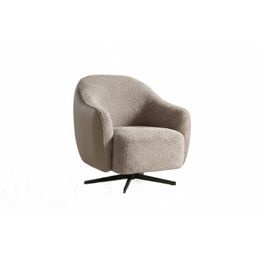KAWOLA DREHSESSEL BRITTO Taupe Boucl&eacute;, Kunstleder Drehbar (360&deg;)