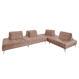 KAWOLA ECKSOFA WIOLO Taupe Velvet