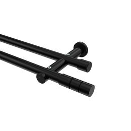 GARDINENSTANGE Platon Elanto 420 cm (geteilt in 3 x 140 cm), 2-l&auml;ufig (ohne Ringe), 20 mm &Oslash; Schwarz