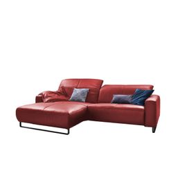 KAWOLA ECKSOFA MIT SITZTIEFENVERSTELLUNG YORK Hochglanz Rot Leder Relaxfunktion