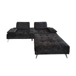 KAWOLA SOFA MIT HOCKER WIOLO Anthrazit Velvet