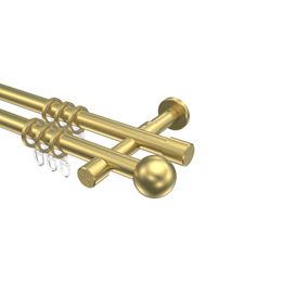 GARDINENSTANGE Prestige Luino 320 cm (geteilt in 2 x 160 cm), 2-l&auml;ufig, 20 mm &Oslash; Messing-Optik