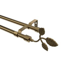 GARDINENSTANGE Olymp Alessia 160 cm, 2-l&auml;ufig (ohne Ringe), 16 mm &Oslash; Messing Antik