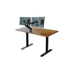 KAWOLA SCHREIBTISCH MIT MONITORHALTERUNG LORA elektrisch h&ouml;henverstellbar Holz Akazie