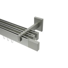 GARDINENSTANGE INNENLAUF Smartline Lox 100 cm, 3-l&auml;ufig, 14x35 mm Edelstahl-Optik