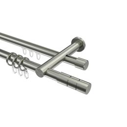GARDINENSTANGE RUNDROHR-INNENLAUF Platon Elanto 180 cm, 2-l&auml;ufig, 20 mm &Oslash; Edelstahl-Optik