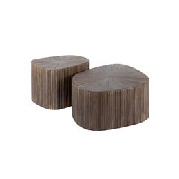 KAWOLA COUCHTISCH INKA 2ER SET Braun Teakholz