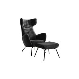 KAWOLA SESSEL MIT HOCKER LOTTE Schwarz Velvet