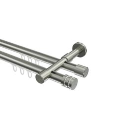 GARDINENSTANGE INNENLAUF Prestige Estana 320 cm (geteilt in 2 x 160 cm), 2-l&auml;ufig, 20 mm &Oslash; Edelstahl-Optik