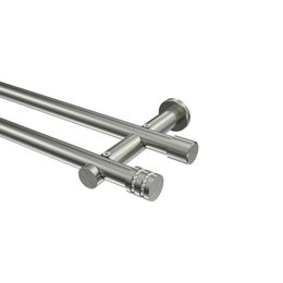 GARDINENSTANGE Platon Estana 200 cm, 2-l&auml;ufig (ohne Ringe), 20 mm &Oslash; Edelstahl-Optik
