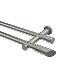 GARDINENSTANGE Platon Verano 480 cm (geteilt in 3 x 160 cm), 2-l&auml;ufig (ohne Ringe), 20 mm &Oslash; Edelstahl-Optik