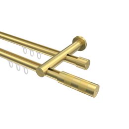 GARDINENSTANGE INNENLAUF Platon Mavell 400 cm (geteilt in 2 x 200 cm), 2-l&auml;ufig, 20 mm &Oslash; Messing-Optik