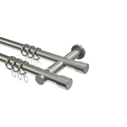GARDINENSTANGE Platon Santo 200 cm, 2-l&auml;ufig, 20 mm &Oslash; Edelstahl-Optik